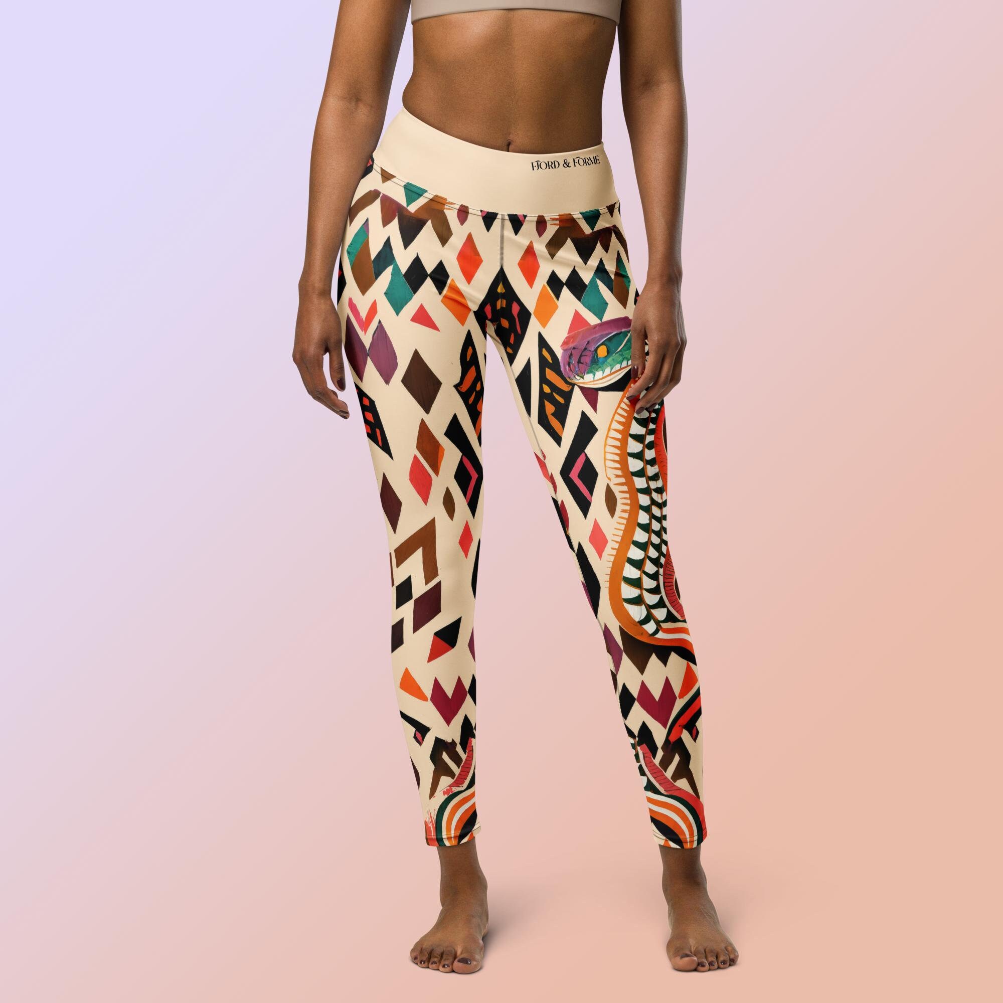 Snake Art Design Yoga Pants Animal Print Yoga Leggings Premium Quality ...