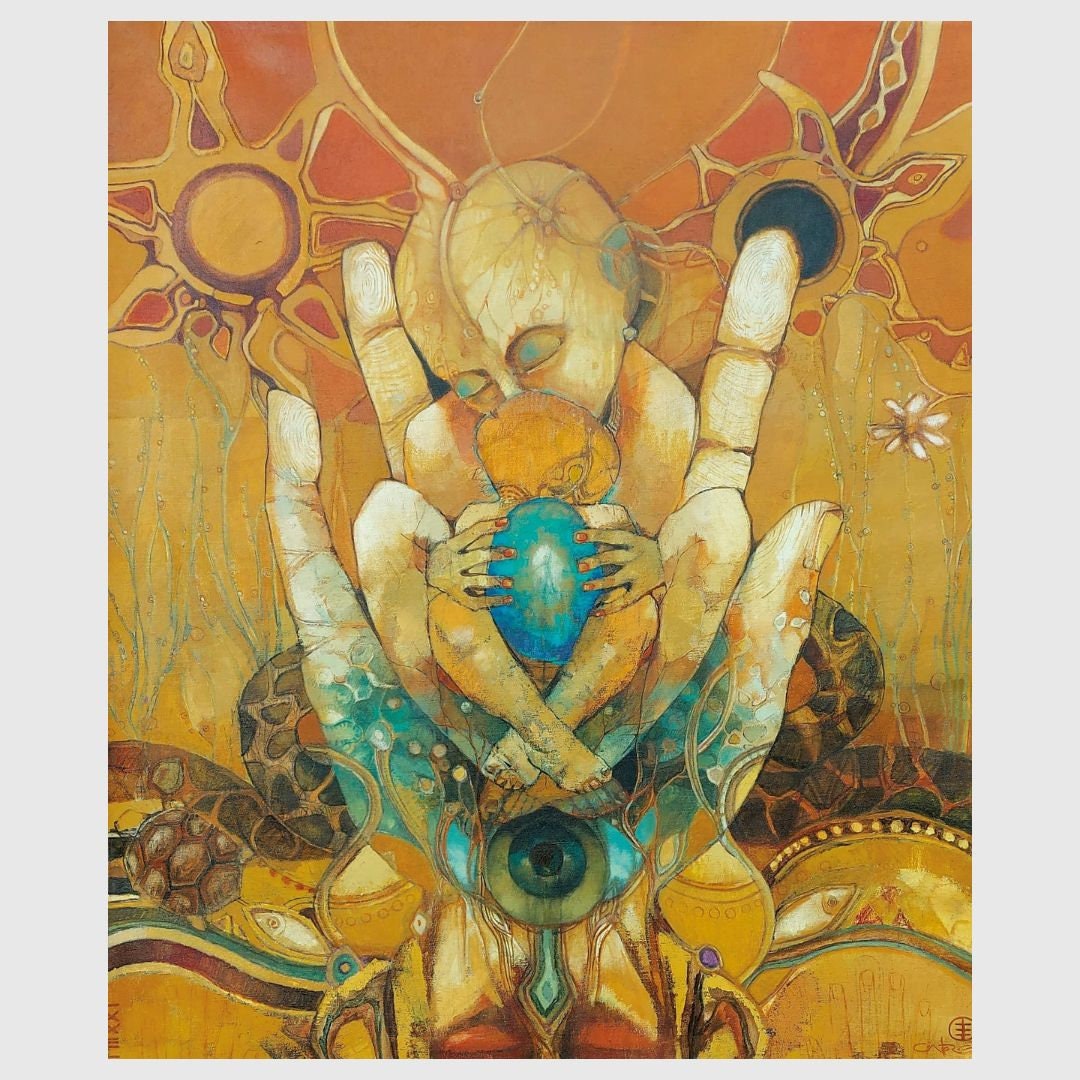 Works of Art: THE DIVINE UNITY. Original Painting, Printing on Canvas ...