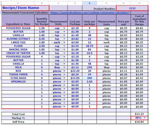 Super Easy Recipe Cost Calculator - Dollars - Etsy