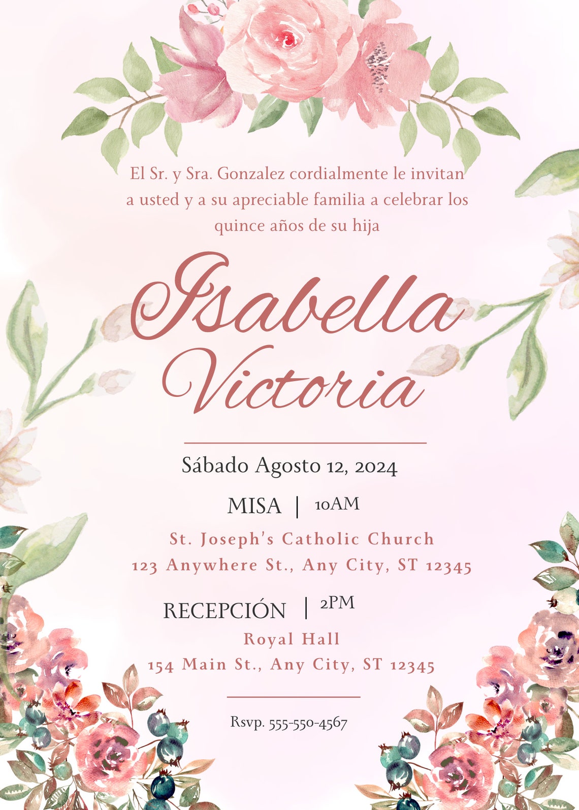 Spanish Quincenera Invitation Modern Invitation Quince - Etsy