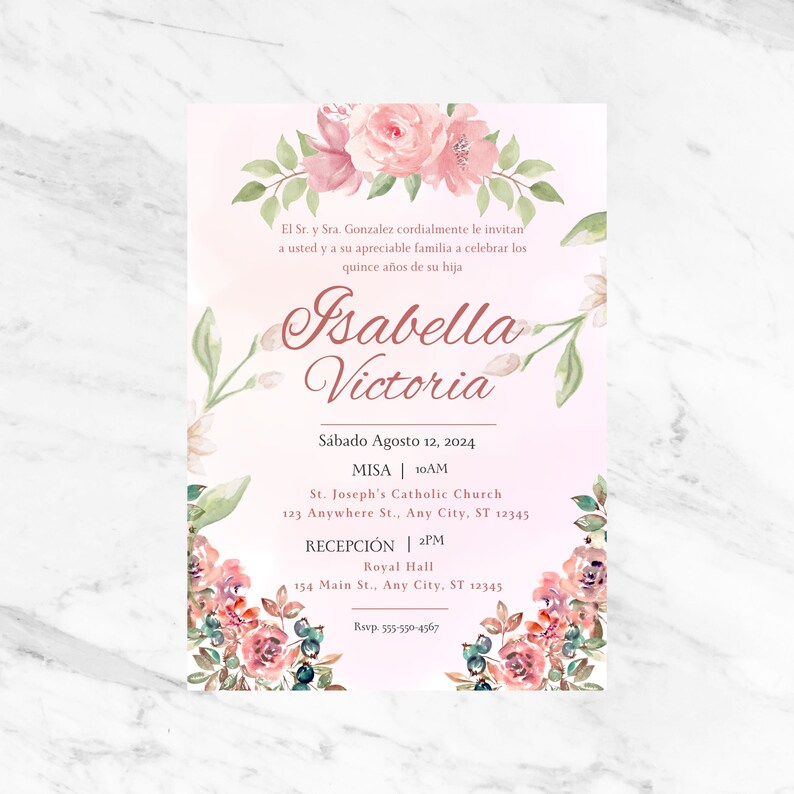 Spanish Quincenera Invitation Modern Invitation Quince - Etsy