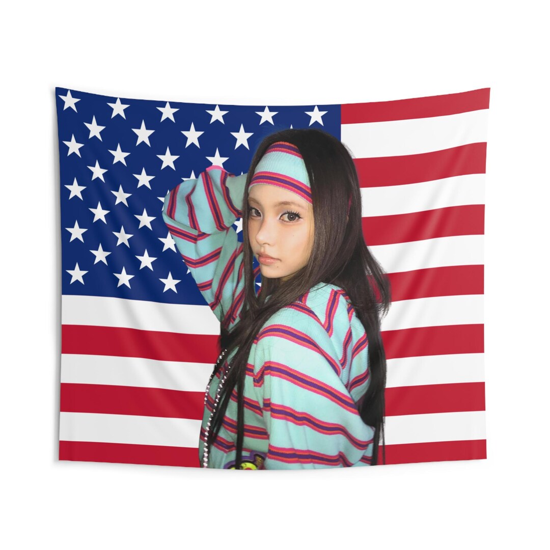 Kpop Illit Yunah America Flag Tapestry, Concert Flag, Indoor Wall Decor ...