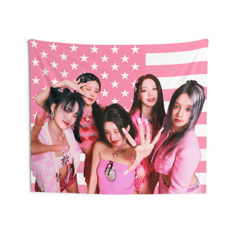 G Idle Queencard Pink America Flag Tapestry, Kpop Funny Room Merch ...