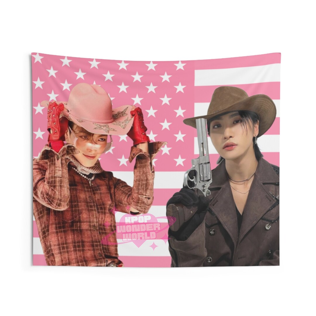 Ateez Hongjoong Seonghwa Pink America Flag Tapestry, Kpop Funny Room ...