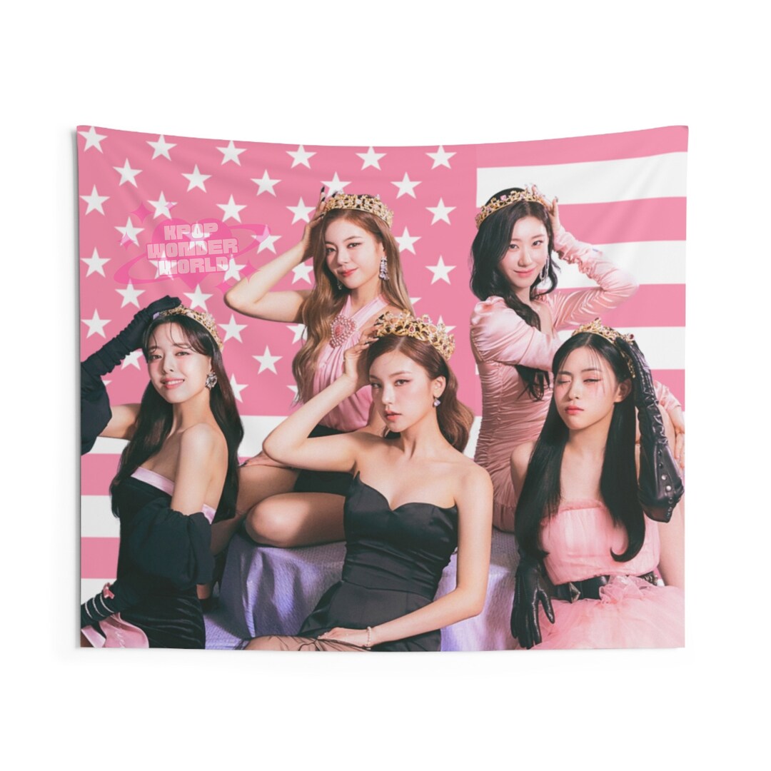 Itzy Pink America Flag Tapestry, Kpop Room Merch, Kpop Fan Merch Wall ...