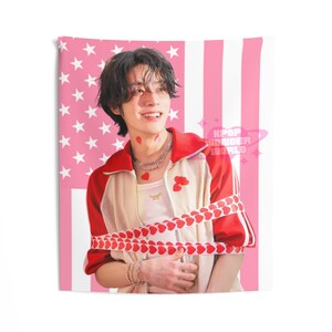 Enhypen Jake Pink America Flag Tapestry, Kpop Room Merch, Gift for ...