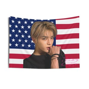 NCT Taeyong America Flag Tapestry, Kpop Room Decor, Gift for NCTZEN Nct ...