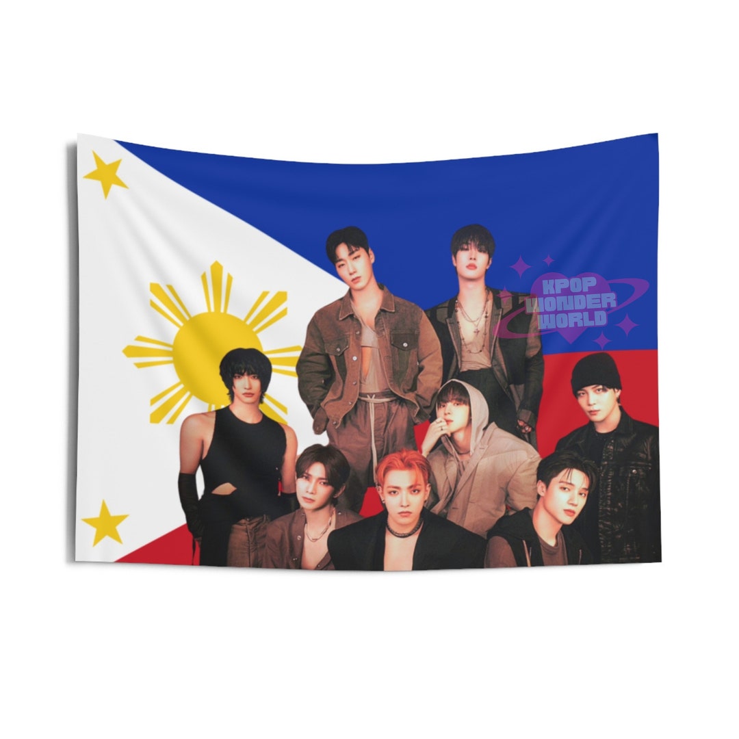 Ateez Philippines Flag Tapestry, Kpop Room Decor, Gift for Ateez Atiny ...