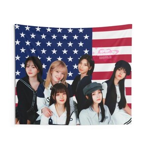 Nmixx America Flag Tapestry, Kpop Room Decor, Gift for Nmixx Nswer Fan ...