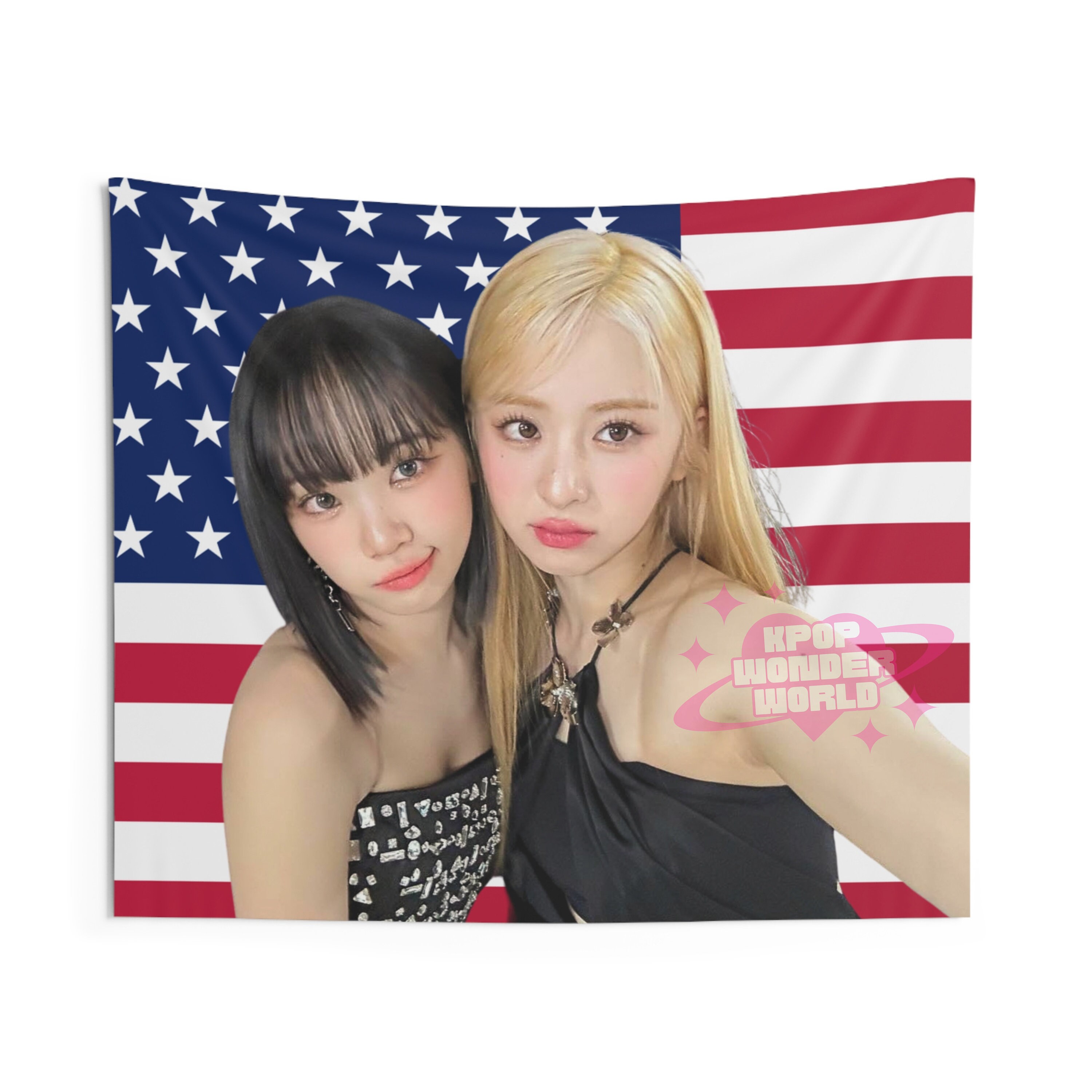 Le Sserafim Chaewon Yunjin America Flag Tapestry, Kpop Room Merch, Gift for Le Sserafim FEARNOT ...