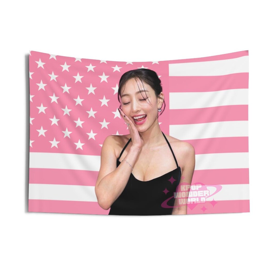 Kpop Twice Jihyo Pink America Flag Wall Tapestry, Room Decor, Kpop Fan ...
