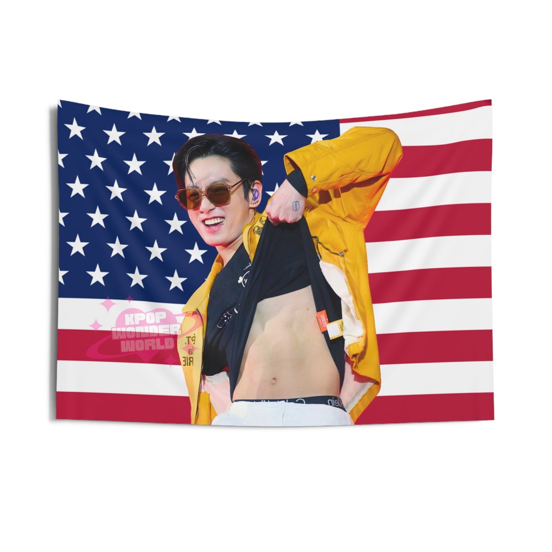 BTS Jungkook America Flag Tapestry, Jungkook Room Decor, Gift for BTS ...