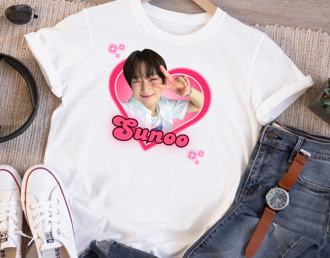 Kpop Enhypen Sunoo Pink Heart Tee, Unisex Cotton Shirt, Kpop Fan Merch ...
