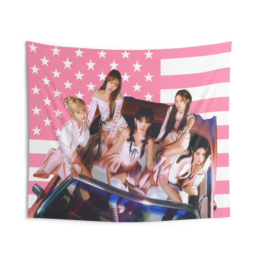 Le Sserafim Pink America Flag Tapestry, Kpop Funny Room Merch, Gift for Le Sserafim FEARNOT Kpop ...