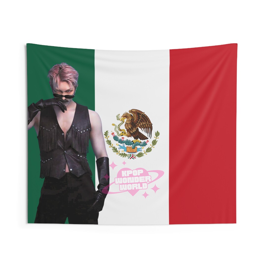 Ateez Mingi Mexico Flag Tapestry, Kpop Funny Room Merch, Gift for Ateez ...