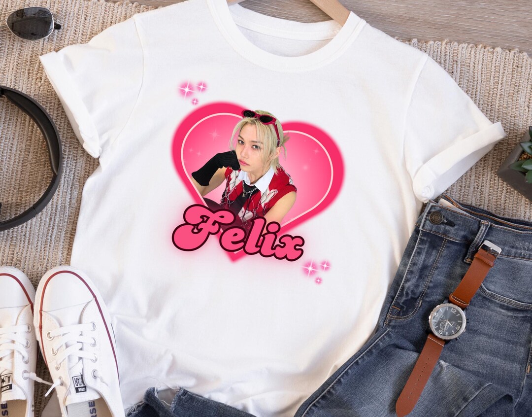 Kpop Heart Shirt, Stray Kids Felix Unisex Tee, Y2K Graphic Tshirt, JYP ...