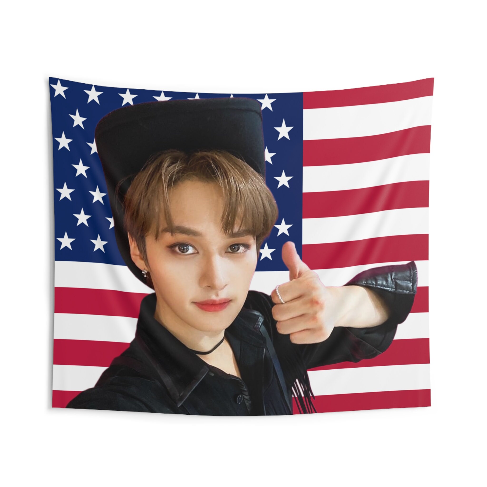 Stray Kids Lee Know America Flag Tapestry, Kpop Funny Room Merch, Gift ...