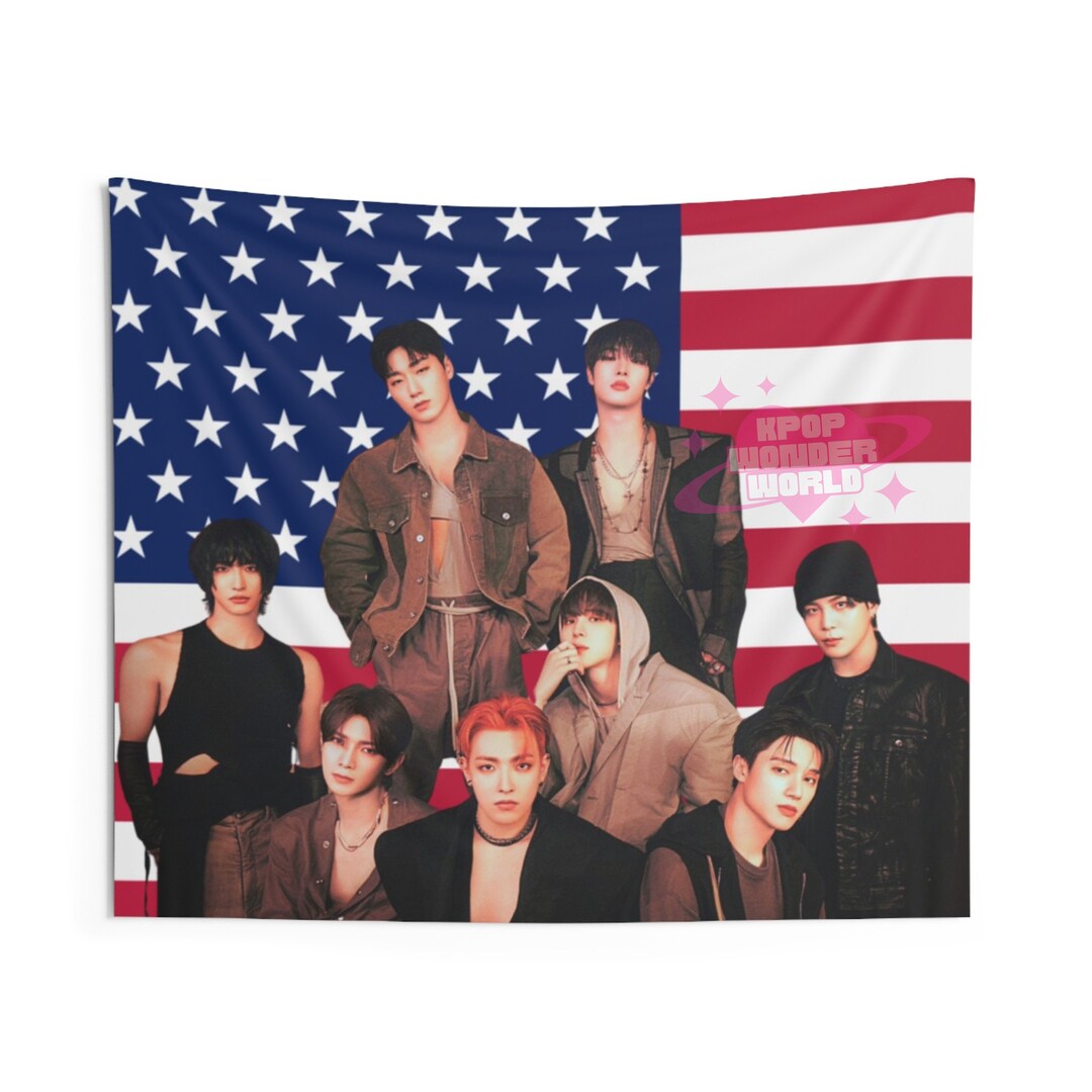 Ateez America Flag Tapestry, Kpop Funny Room Merch, Gift for Ateez ...