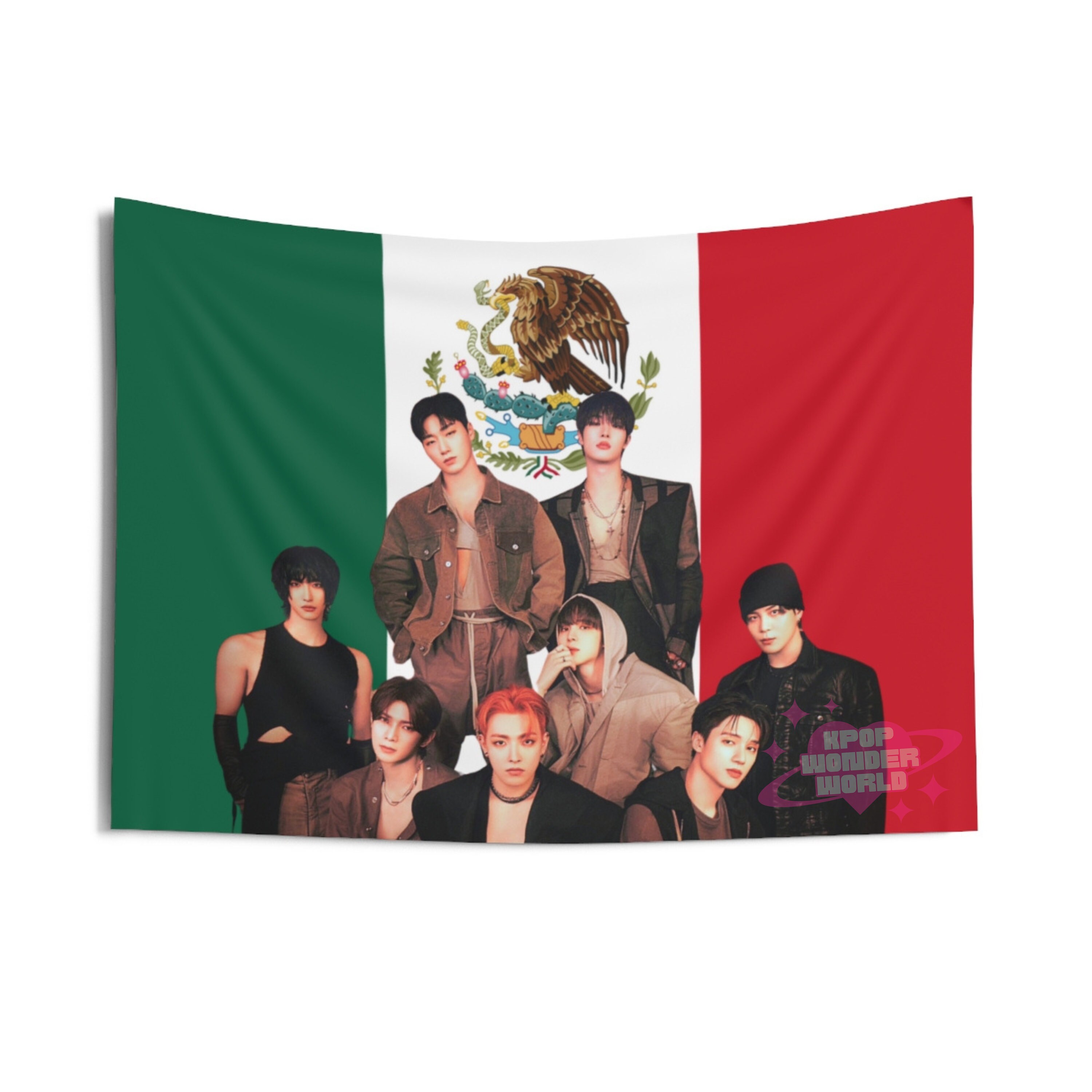 Ateez Mexico Flag Tapestry, Kpop Room Decor, Gift for Ateez Atiny Fan ...