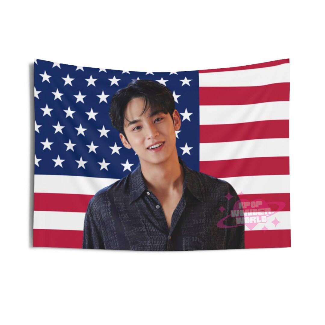 Seventeen Mingyu America Flag Tapestry, Kpop Wall Decor, Gift for ...