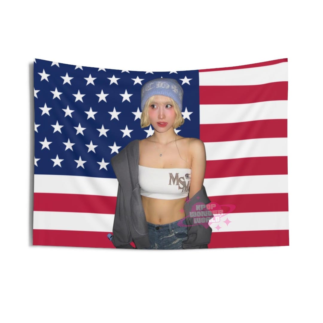 Twice Momo America Flag Tapestry, Kpop Room Decor, Gift for Twice Once ...