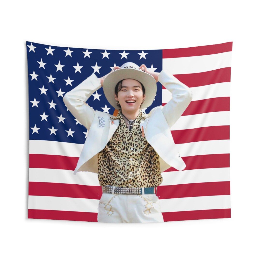 BTS Suga, Bts Yoongi, American Flag Tapestry, Suga Room Decor Merch ...