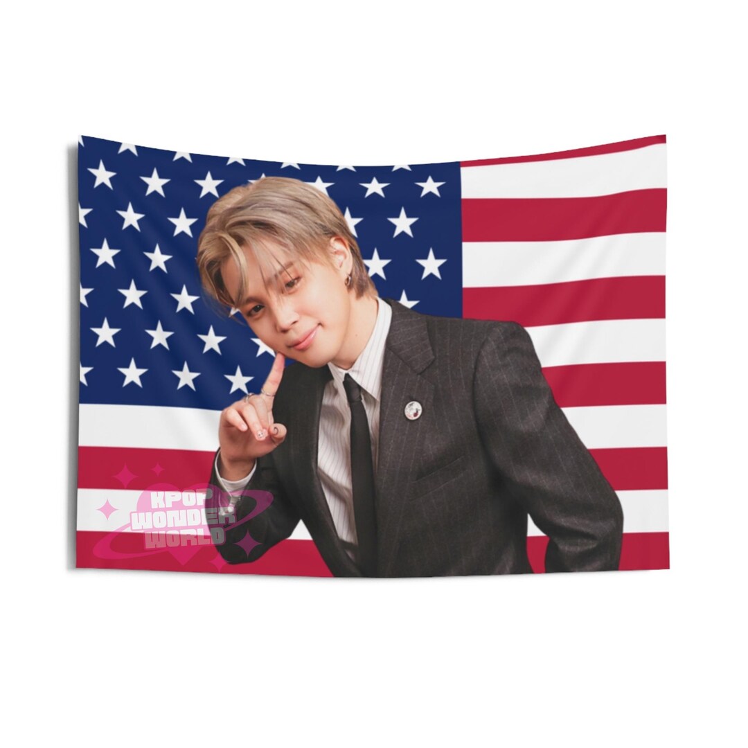 BTS Jimin America Flag Tapestry, Gift for BTS Army Fan, Bts Room Decor ...