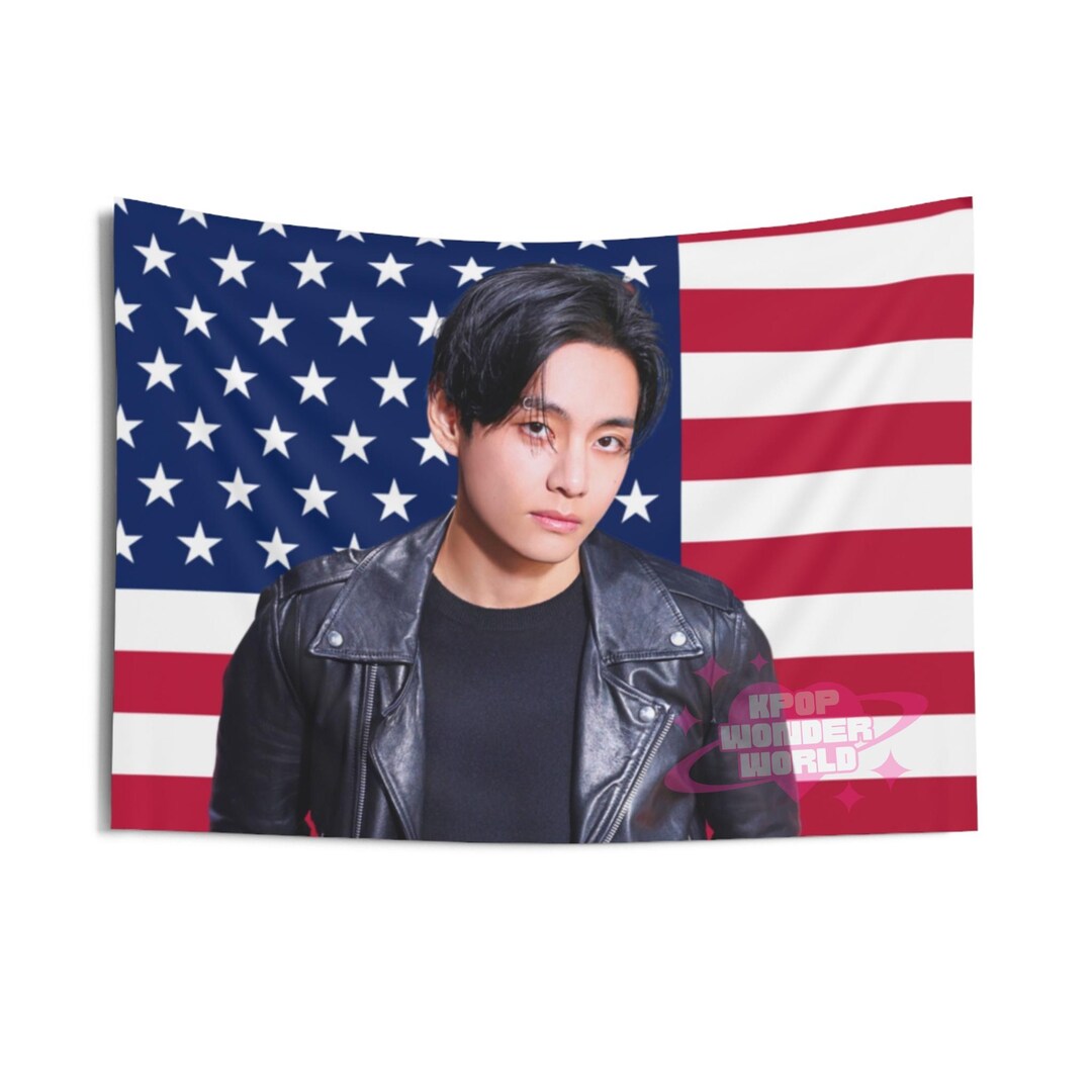 BTS V America Flag Tapestry, Gift for BTS Army Fan, Bts Room Decor ...