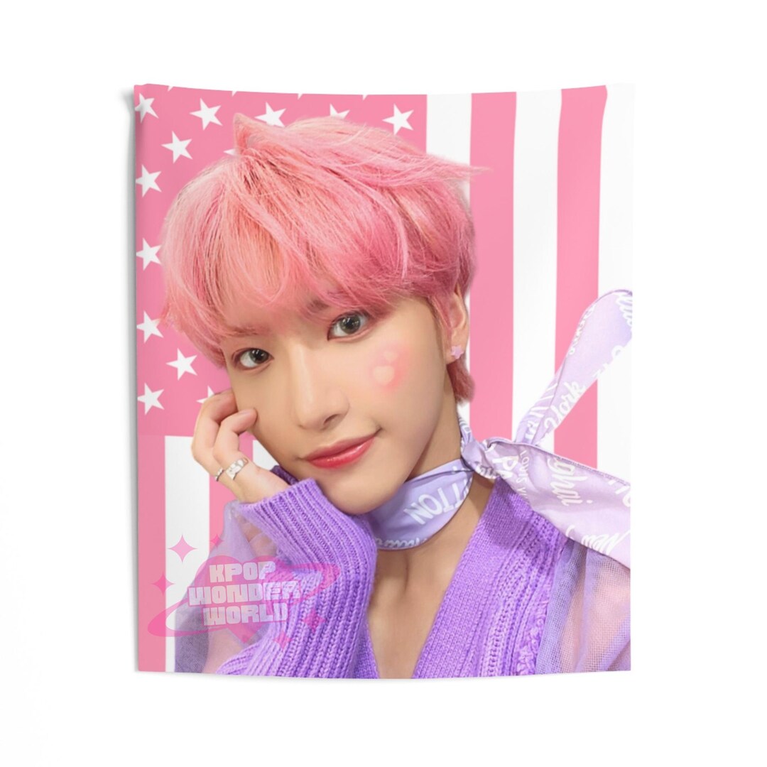 Ateez Seonghwa Pink America Flag Tapestry, Kpop Room Decor, Gift for ...