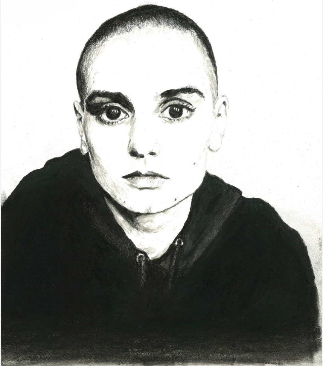 Sinead Oconnor Portrait Charcoal Drawing on White Paper - Etsy