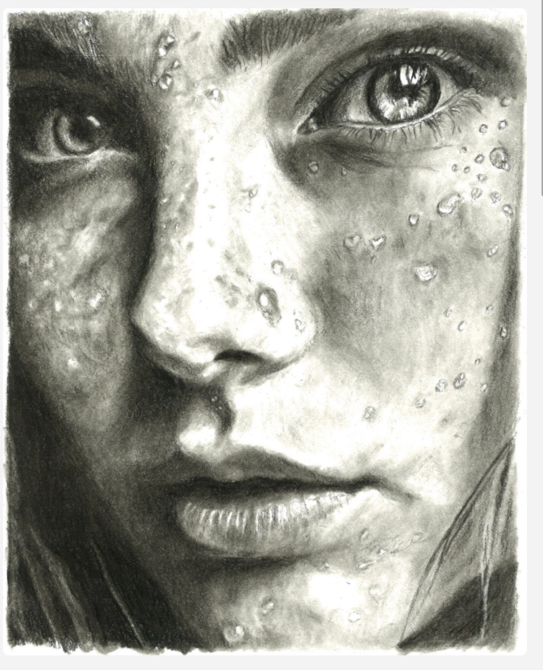Introspective Girl Charcoal Portrait Drawing of Girl on - Etsy