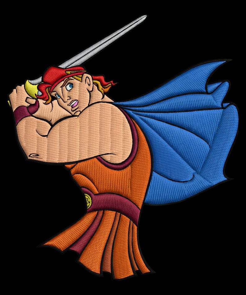 Mythology Warrior Embroidery Design, Cartoon Hero Sword File (digital ...