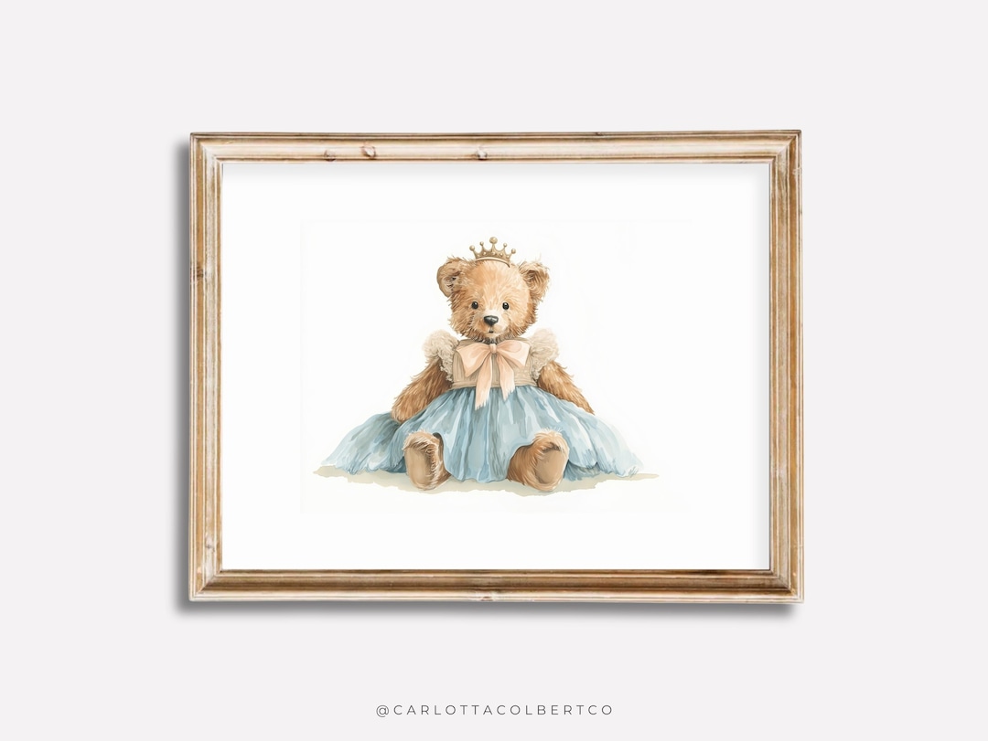 Teddy Bear Princess Print, Princess Nursery Art, Fairytale Nursery Art ...