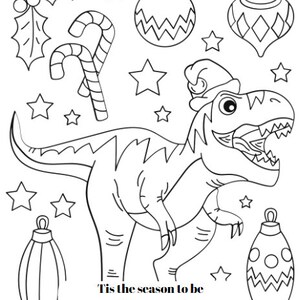 Prehistoric Christmas: Dino Delights Coloring Pages - 18 Pages - Etsy