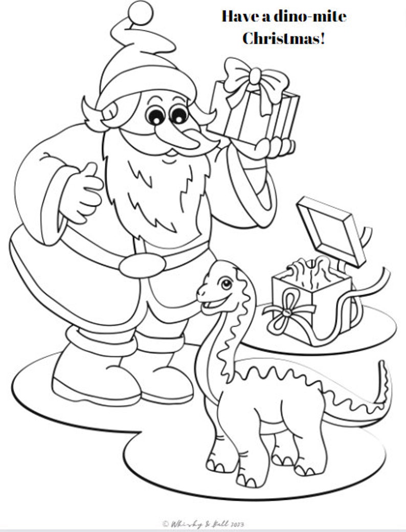 Prehistoric Christmas: Dino Delights Coloring Pages - 18 Pages - Etsy