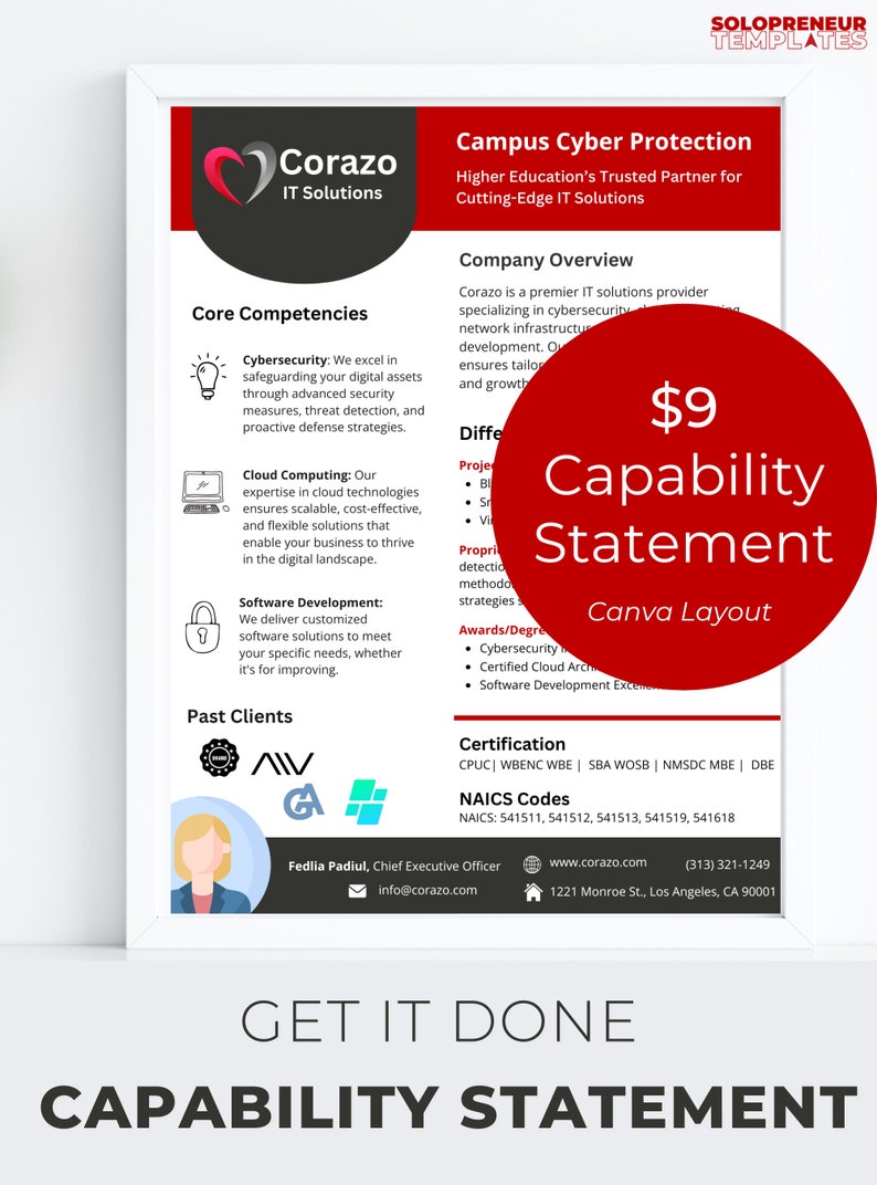 Solopreneurs: Customizable Capability Statement Template to Attract ...