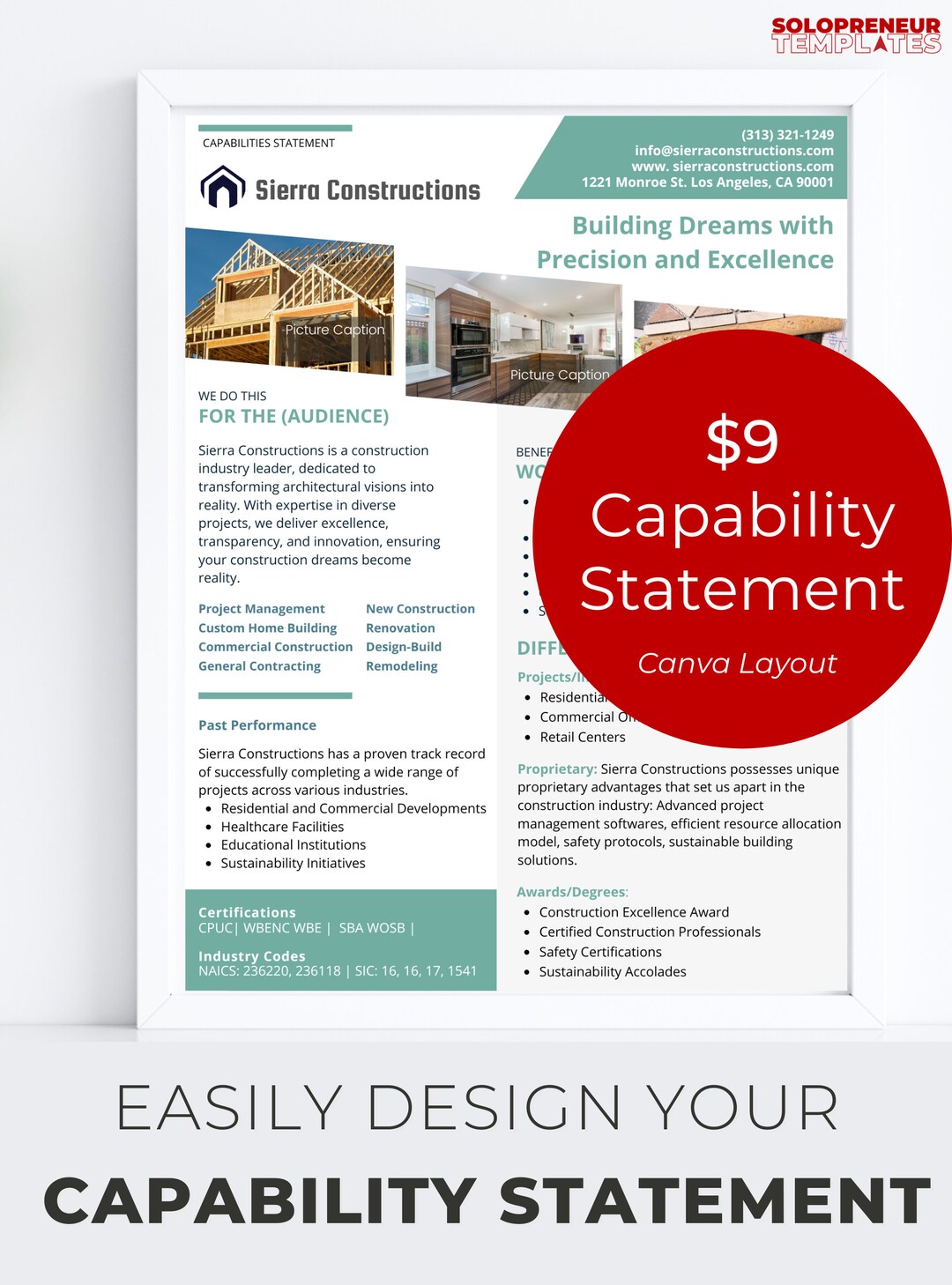 Capability Statement Template | Less Than an Hour to Show Corporate and ...