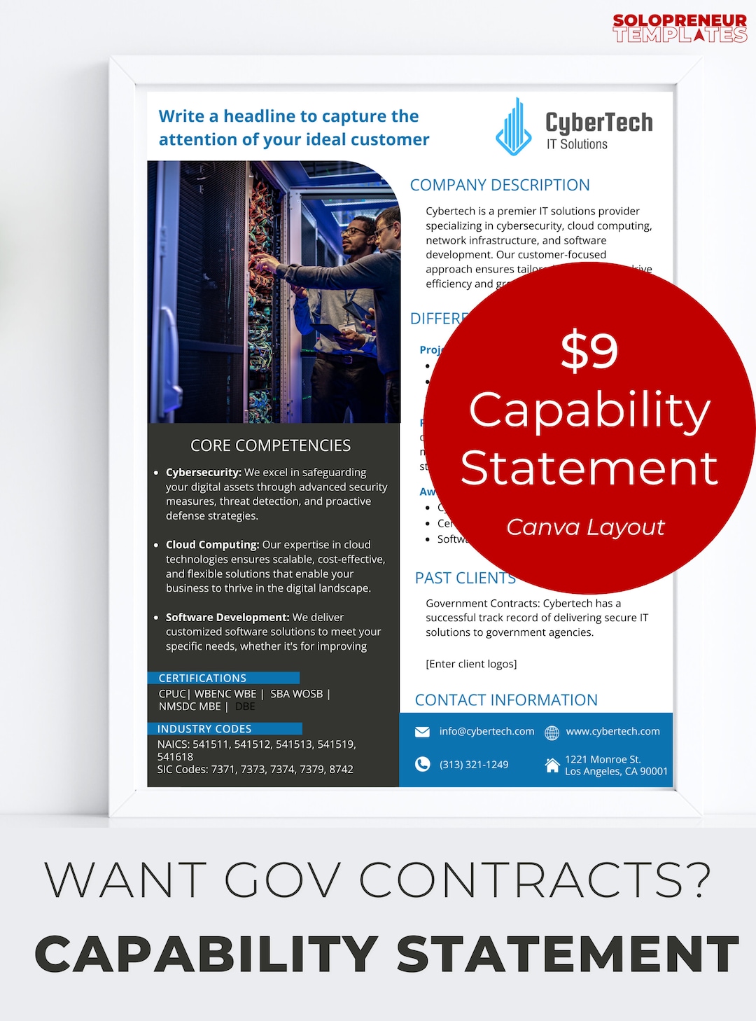 Capability Statement, Cybersecurity, Cyber Business, IT Summary - Canva ...