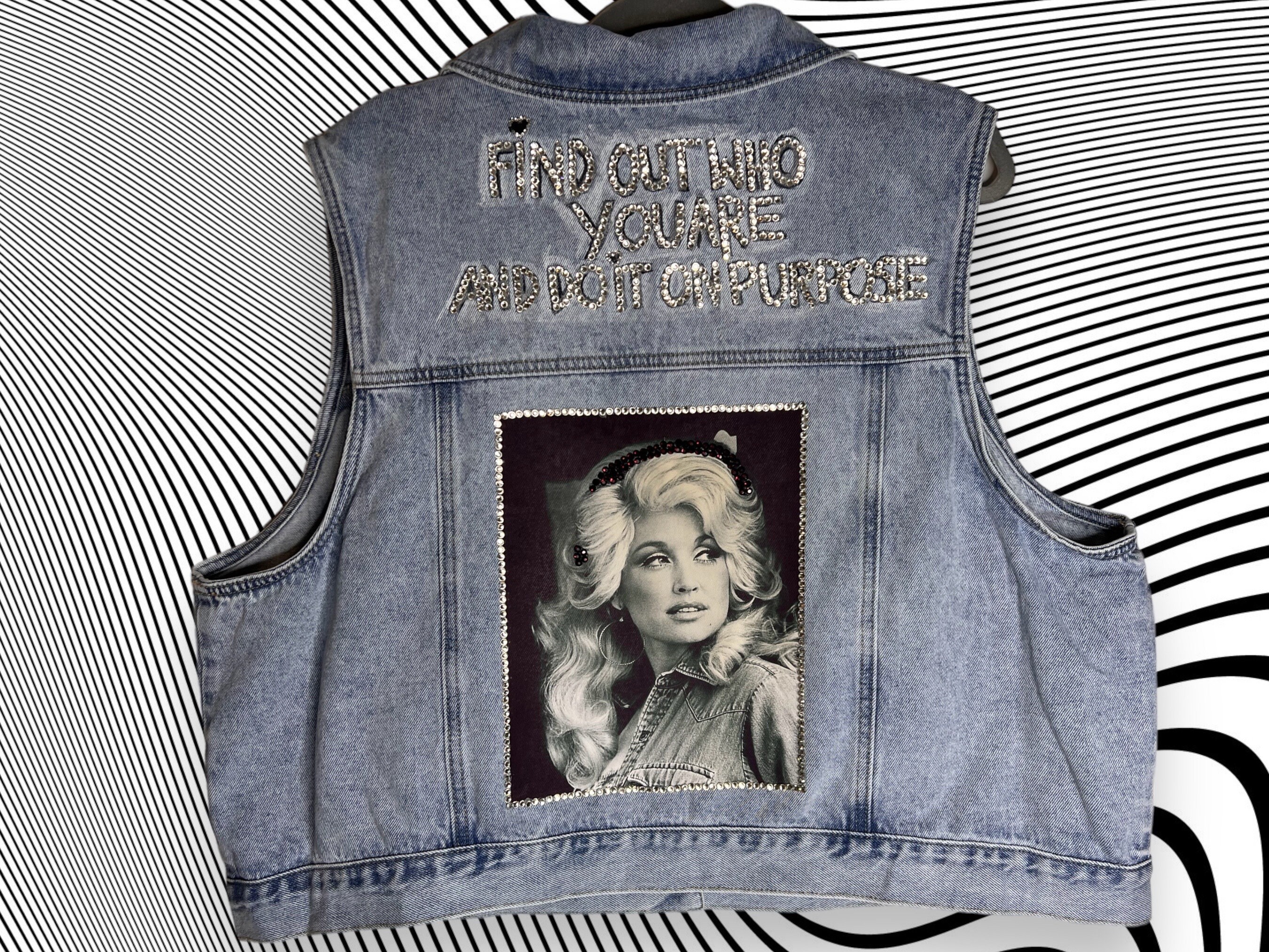 Dolly Parton-inspired Denim Jacket With Iron-on Transfer, Rhinestone ...