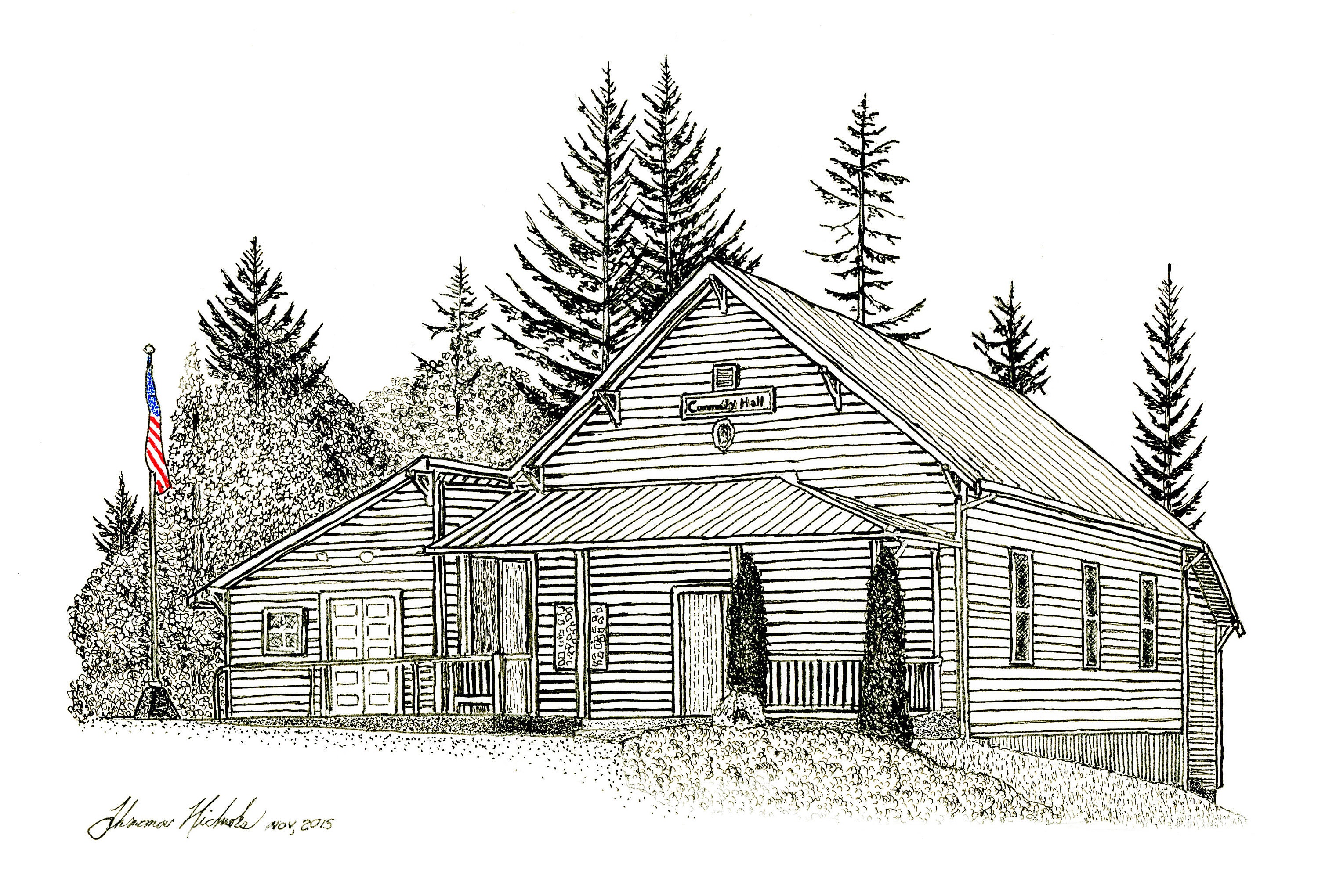 Historic Rendering Pen and Ink Limited Edition Print of Harstine Island ...