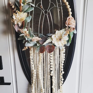 Macrame Beaded Wreath With Flowers - Etsy