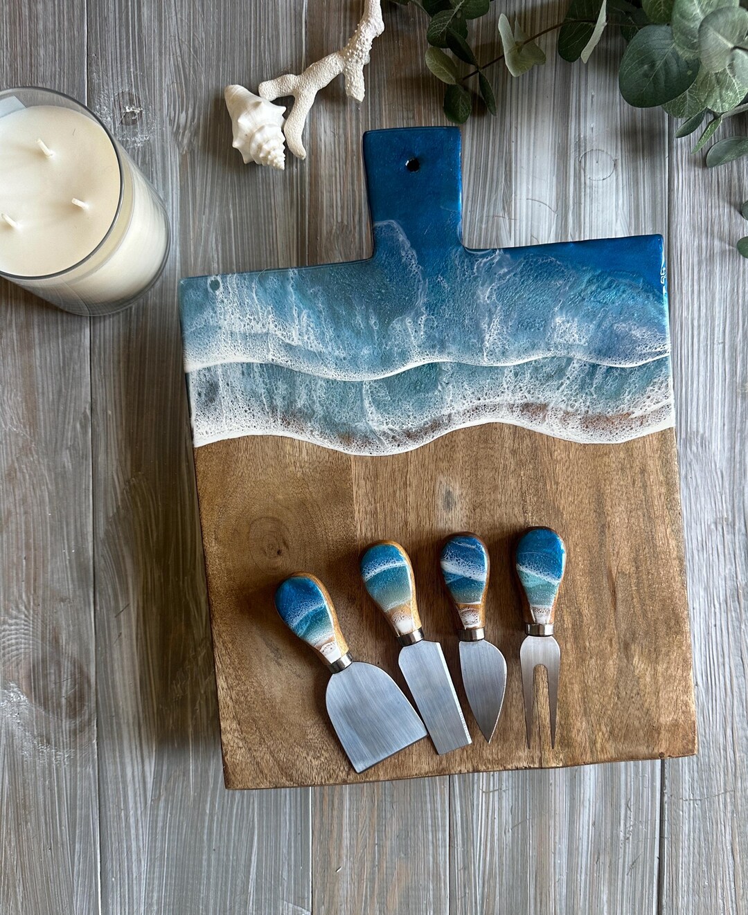 Wood Ocean Wave Cutting Board Essentials, Cheese Knives, Serving Knives ...