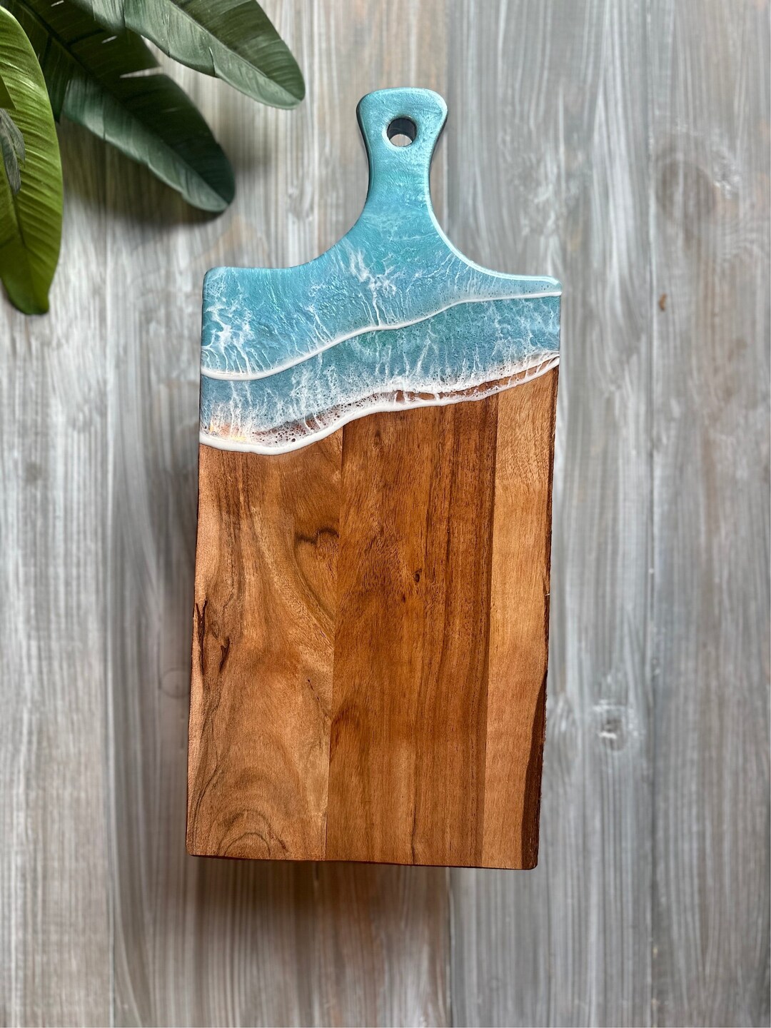 Gorgeous Large Acacia Wood Ocean Wave Cutting Board With Handle, Mother ...