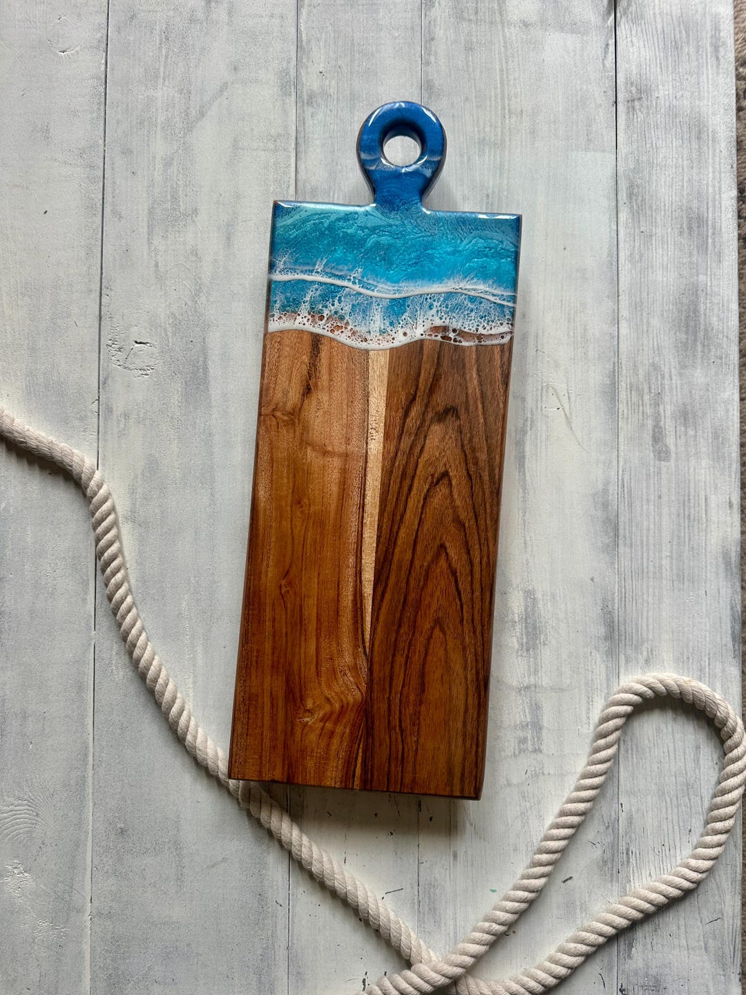Epoxy Resin Ocean Wave Cutting Board: Handmade Wood Charcuterie Board ...