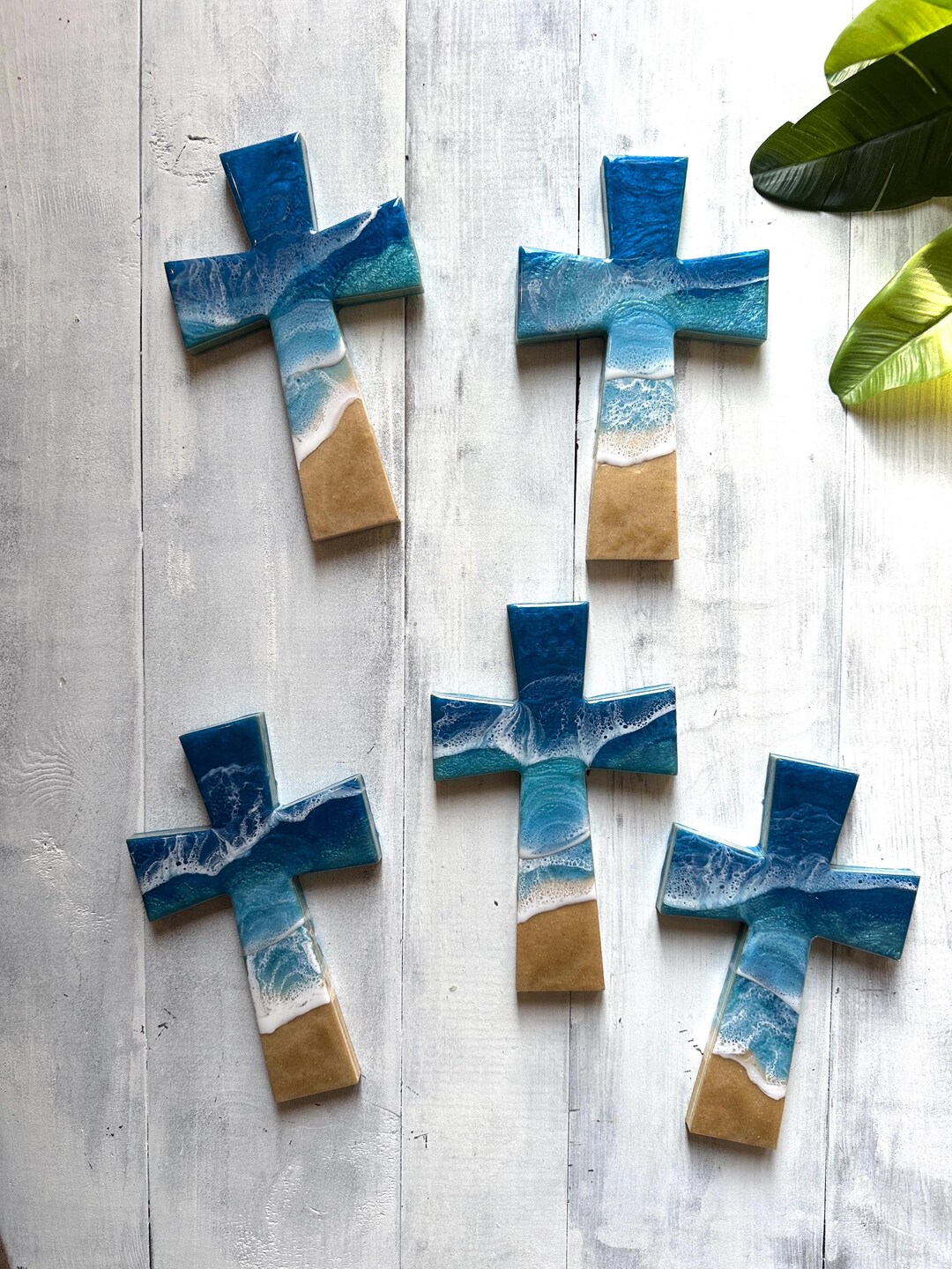Resin Cross, Coastal Cross, Ocean Wave Cross, Christian Gift, Cross ...