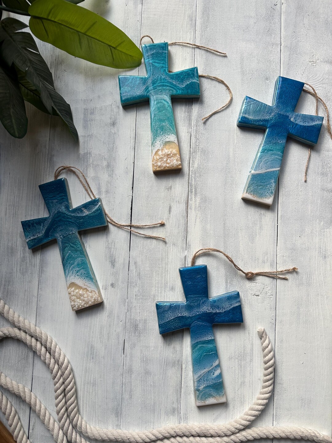 Resin Cross, Coastal Cross, Ocean Wave Cross, Christian Gift, Cross ...