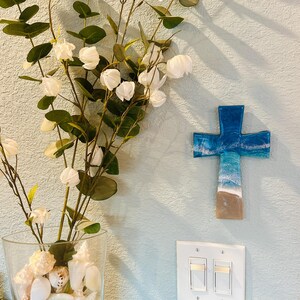 Resin Cross, Coastal Cross, Ocean Wave Cross, Christian Gift, Cross ...