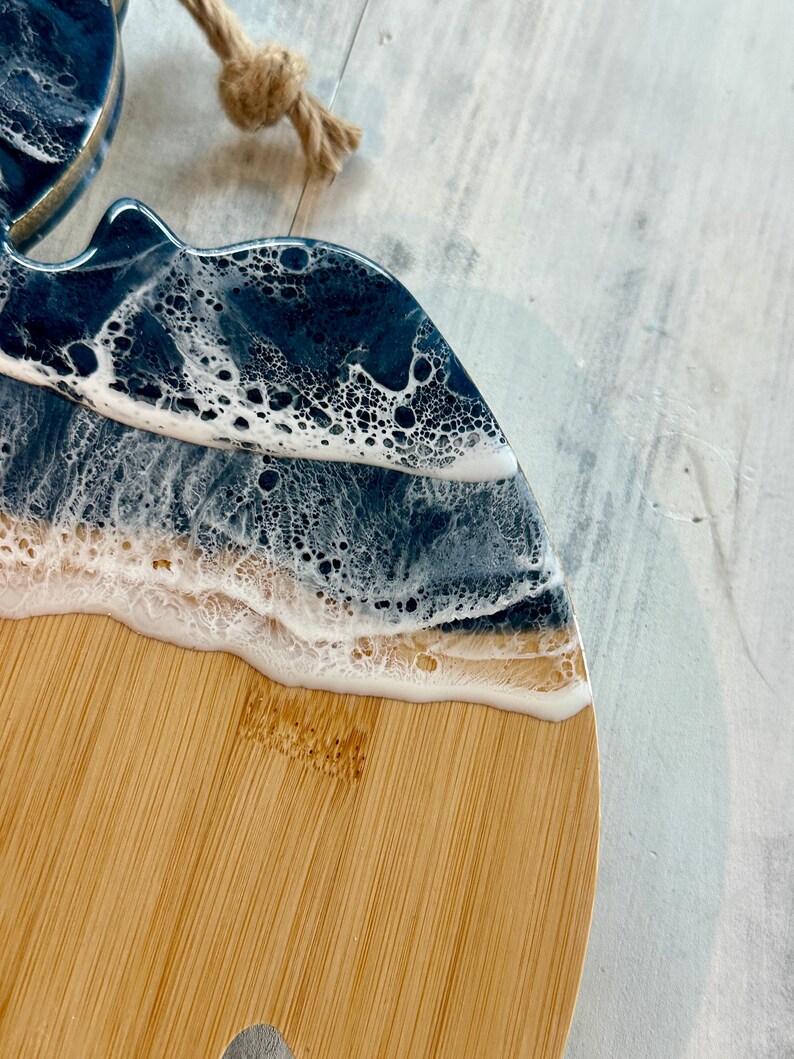 Baby Sea Turtle Bamboo Cutting Board, Resin Ocean Wave - Etsy