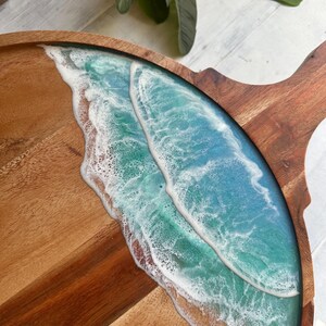 Ocean Wave Epoxy Resin Cutting Board: Handmade Wood Charcuterie Board ...