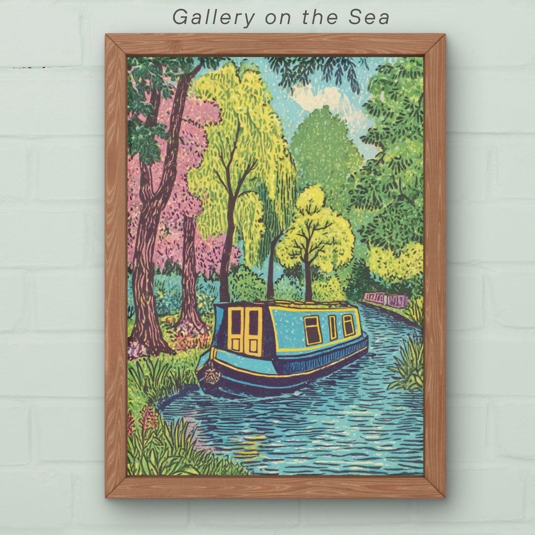 Colourful Rustic Narrowboat Art Print: Canal Boat Poster - Etsy